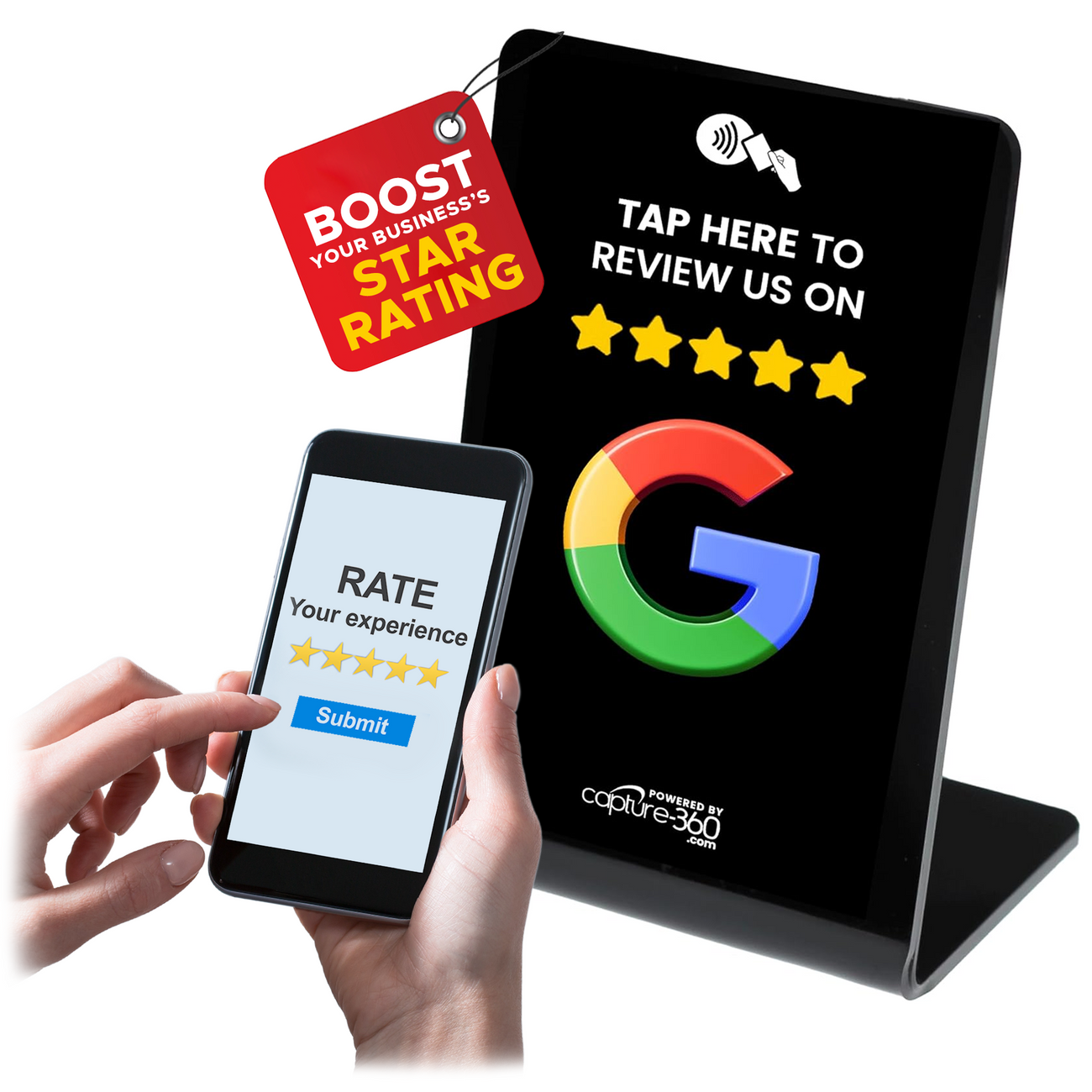 Custom Made Google Review Cards for Business - Capture 360