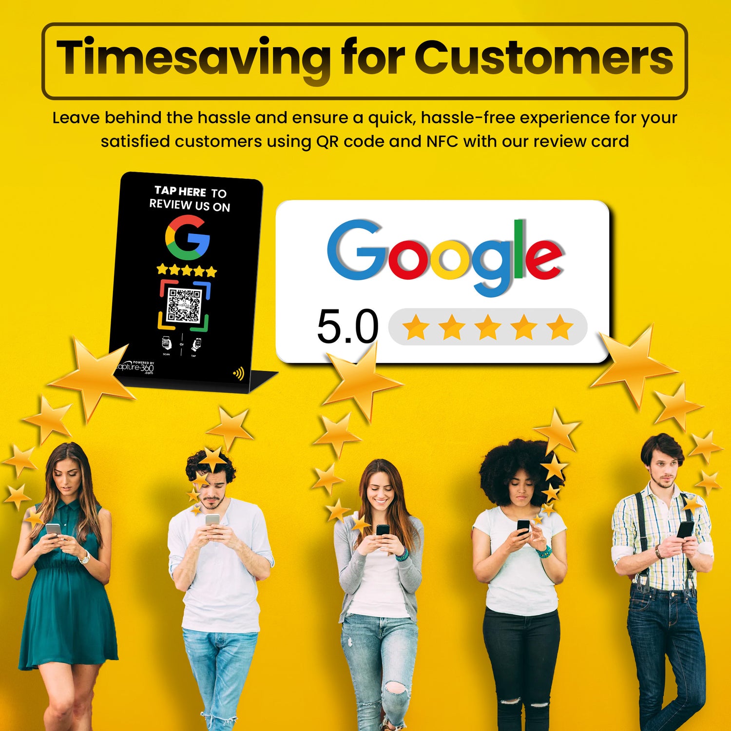 Custom Made Google Review Cards for Business - Capture 360