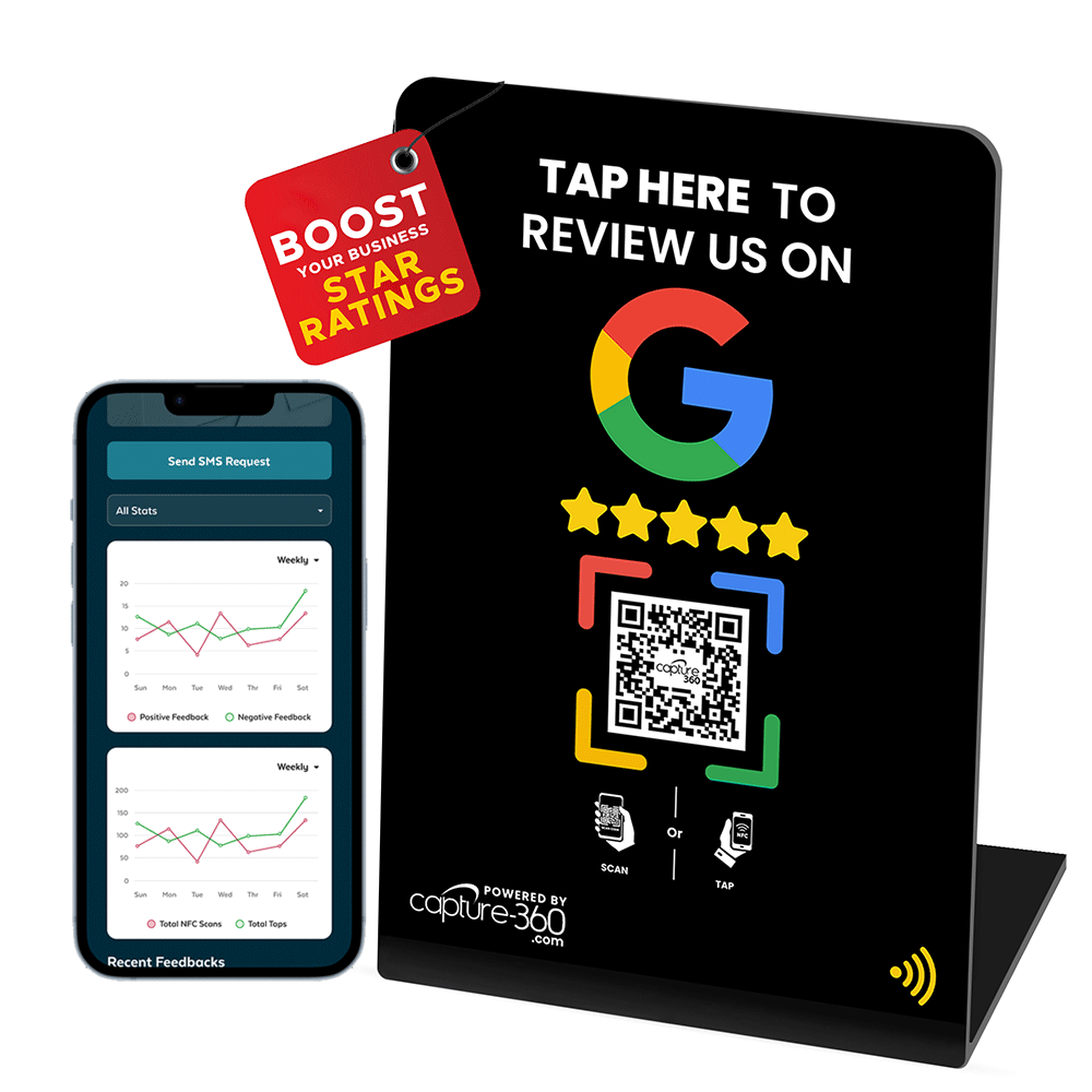 Custom Made Google Review Cards for Business - Capture 360